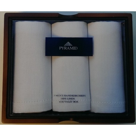 PYRAMID Lommetørklæder - 100 % hør - 3 Pack Gentlemen's Handkerchiefs ...