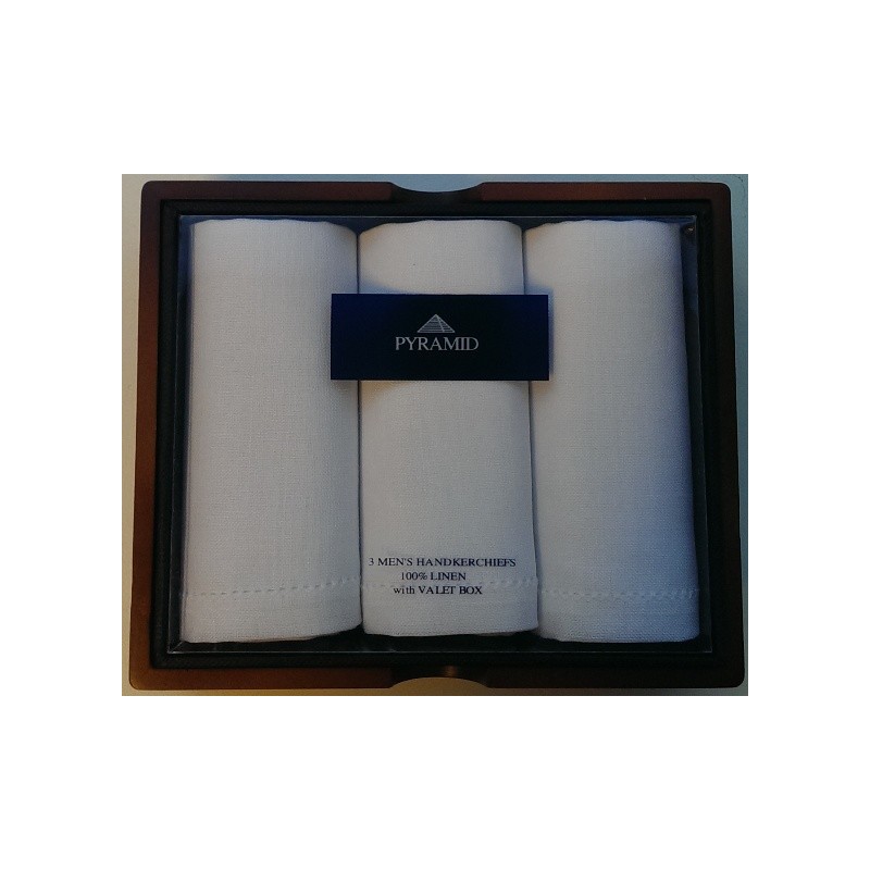 PYRAMID Lommetørklæder - 100 % hør - 3 Pack Gentlemen's Handkerchiefs ...